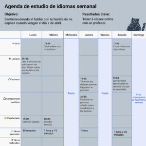 Agenda de estudio de idiomas: Guía para elaborar el calendario de estudio perfecto [+ plantilla]